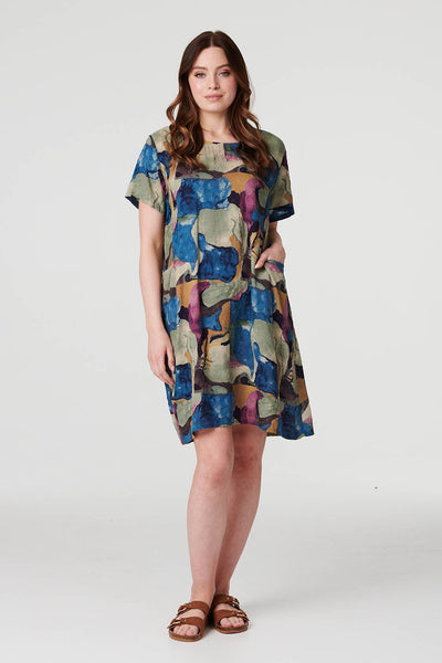 Printed Relaxed Short Dress | Izabel London