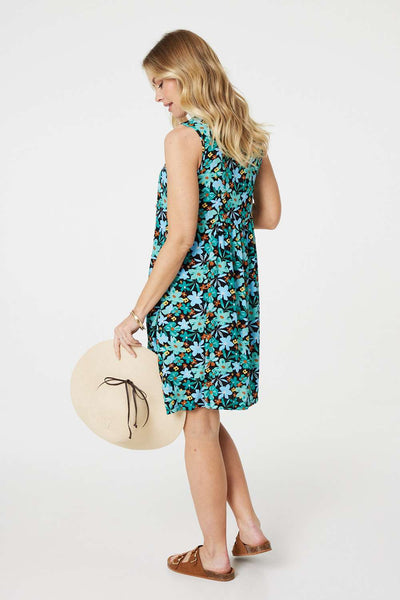 Floral Sleeveless Relaxed Short Dress | Izabel London